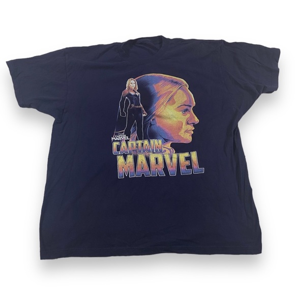 Marvel | Shirts | Captain Marvel Tshirt Comic Tee Navy Gold Xl | Poshmark